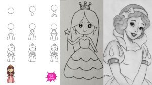 20+ Princess Drawing Easy and Beautiful With Colour