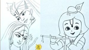20+ Easy Radha Krishna Drawing Step by Step