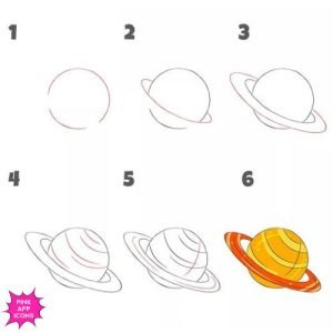 15+ Easy Saturn Drawing Ideas with Color Step by Step